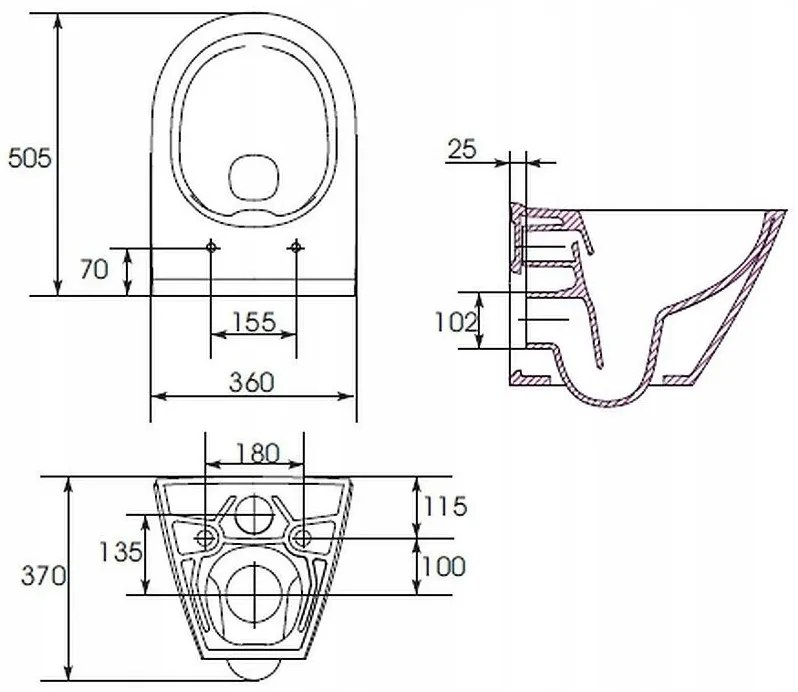 Cersanit City Oval CleaOn, závěsná wc mísa bez sedátka, bílá, K35-025