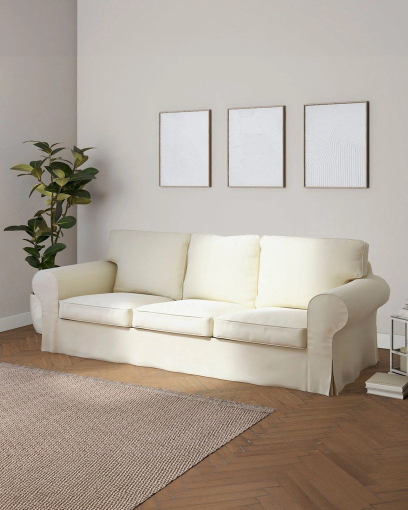 Potah na pohovku IKEA Ektorp 3-místná, rozkládací STARÝ MODEL PIXBO barva krémová látka lesklé, sametová