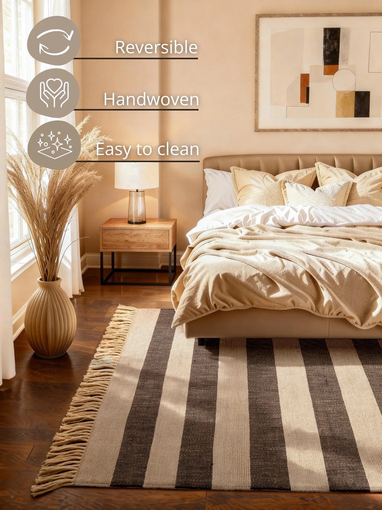 Hanse Home, Kusový koberec Handloom 106334 Playa White Black, 160x230, černobílá, chodba / předsíň