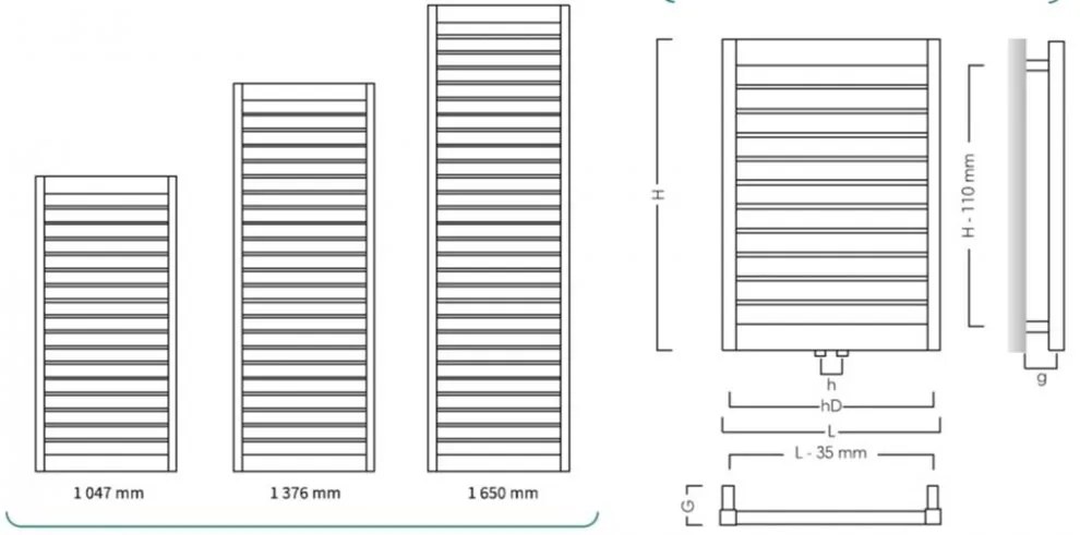 Instalprojekt Koupelnový radiátor MODO Barva radiátoru - Bílá, Rozměr radiátoru - 400 × 1376 mm, výkon 553 W, Typ připojení - Klasické (na rozteč) RADMOD401435