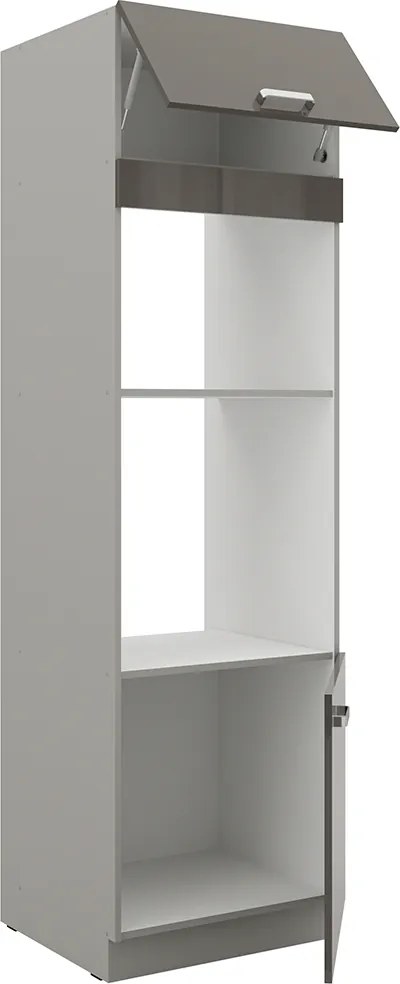GREY gr | vysoká skříňka 60 DPM-210 2F na vestavnou troubu a mikrovlnku | 60 cm | světle šedá/tmavě šedá lesk