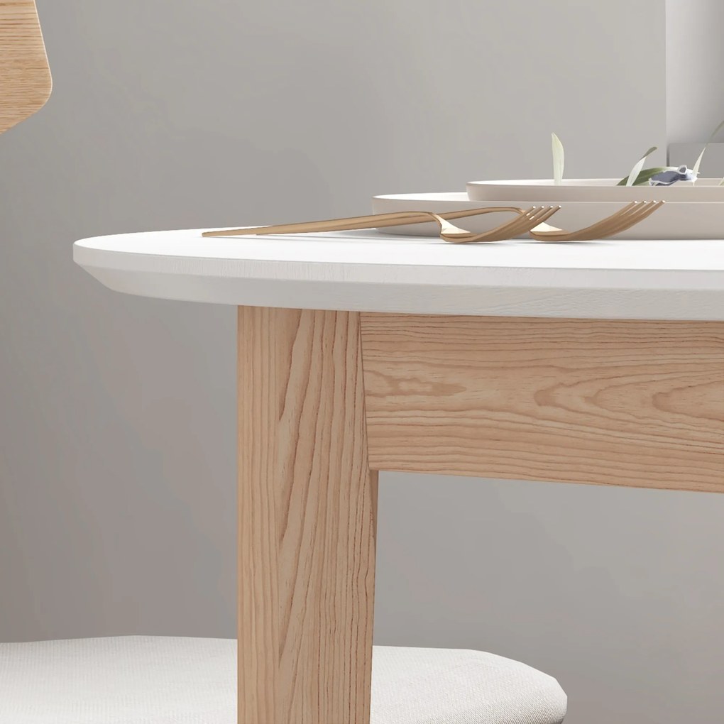 HOMCOM Jídelní stůl, kulatý kuchyňský stůl pro 2 osoby, jídelní stůl ve venkovském stylu, do obývacího pokoje, masiv, Ø75 x 76 cm, bílý