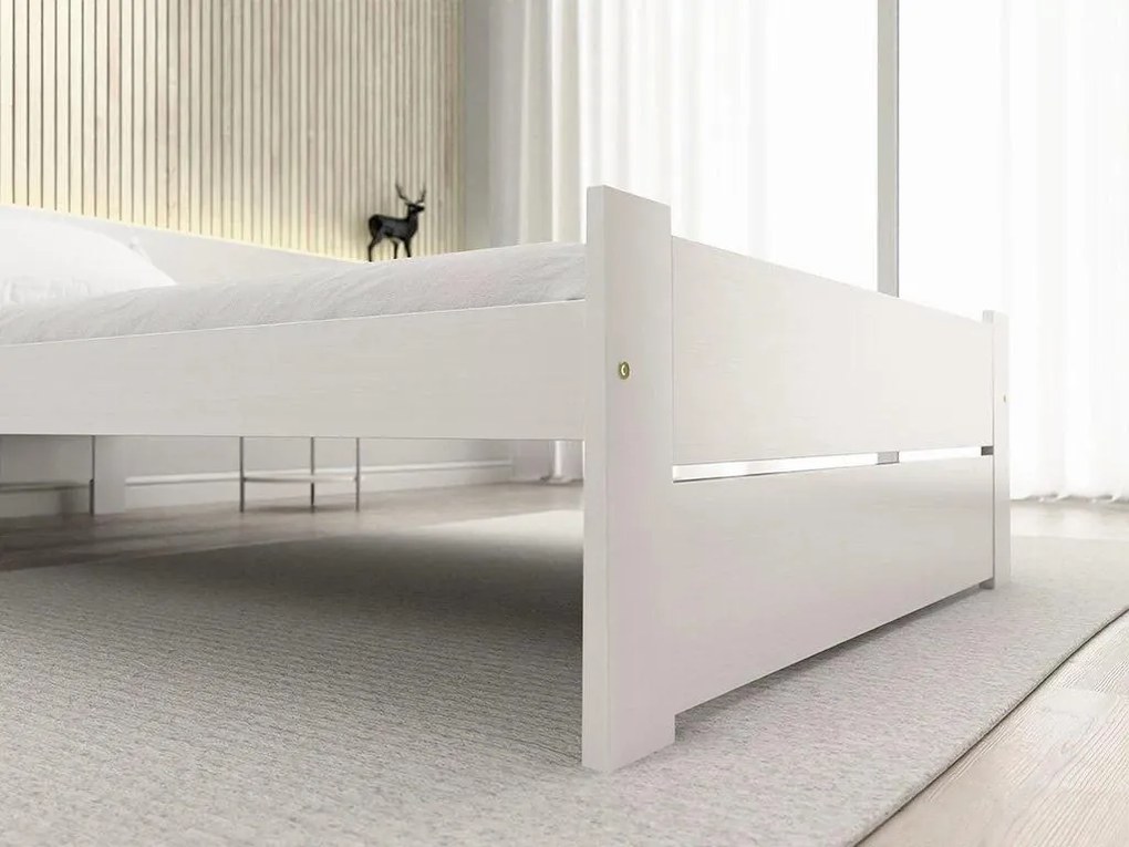 Postel IKAROS DOUBLE 80 x 200 cm, bílá Matrace: Matrace Coco Maxi 20 cm, Rošt: S laťkovým roštem