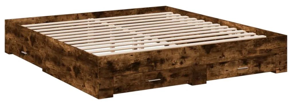 vidaXL Rám postele se zásuvkami kouřový dub 180 x 200 cm kompozit