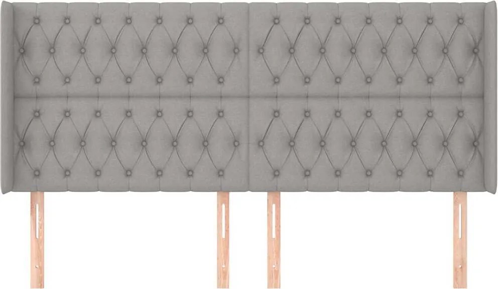 Čelo postele typu ušák světle šedé 203x16x118/128 cm textil 3119938