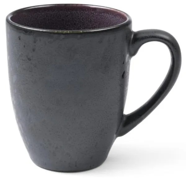Černý kameninový hrnek s ouškem s vnitřní glazurou ve fialové barvě Bitz Mensa, 300 ml