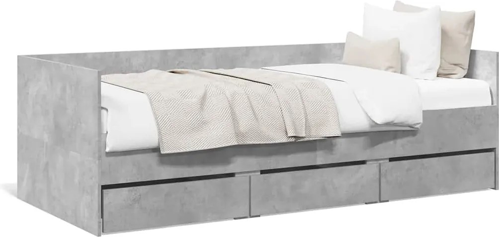 Válenda se zásuvkami bez matrace betonově šedá 100 x 200 cm 3280814