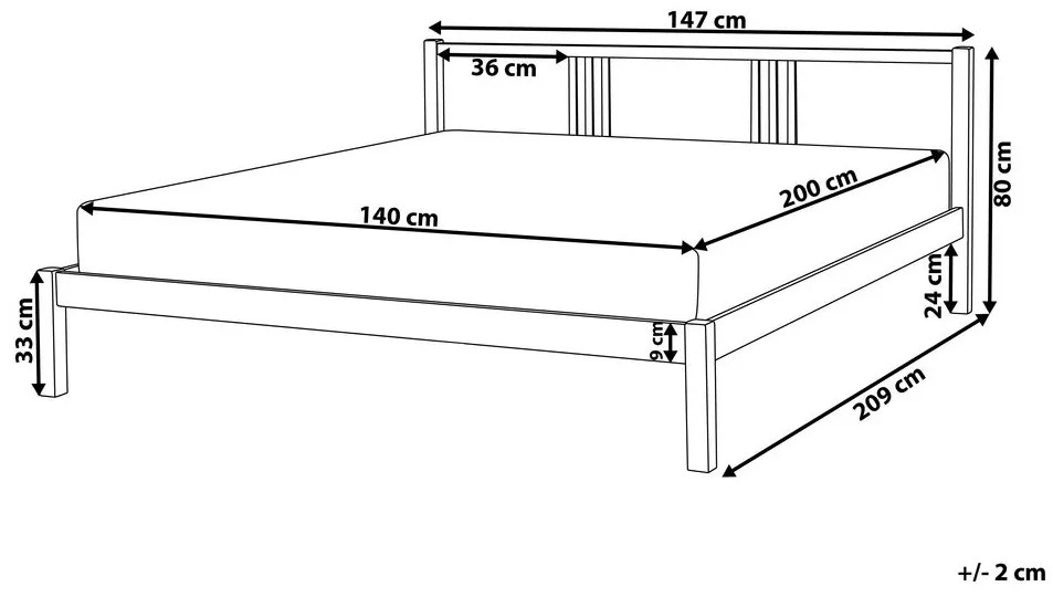Dřevěná postel 140 x 200 cmbílá VANNES Beliani