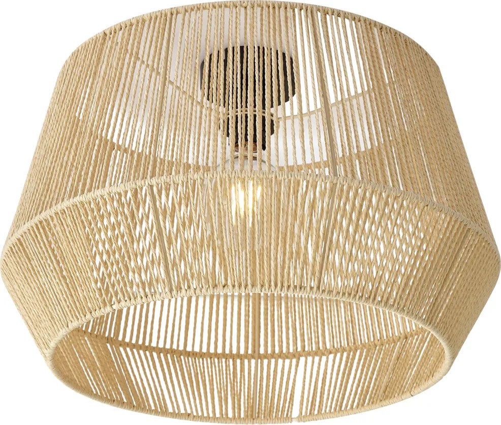 Stropní lampa černá s béžovým lanovým stínidlem 50/50/30 - Cyl