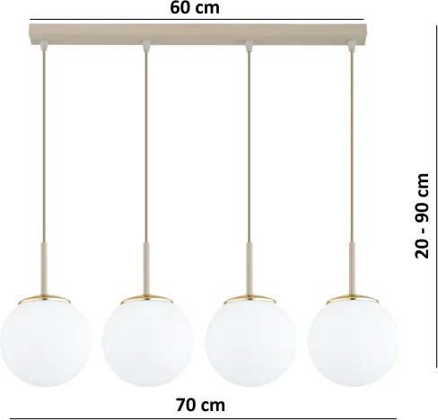 BRILAGI - Lustr na lanku MILO 4xE27/60W/230V béžová/zlatá