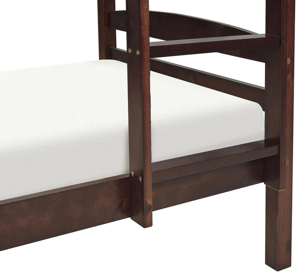 Dřevěná patrová postel s úložným prostorem 90 x 200 cm tmavé dřevo REGAT Beliani