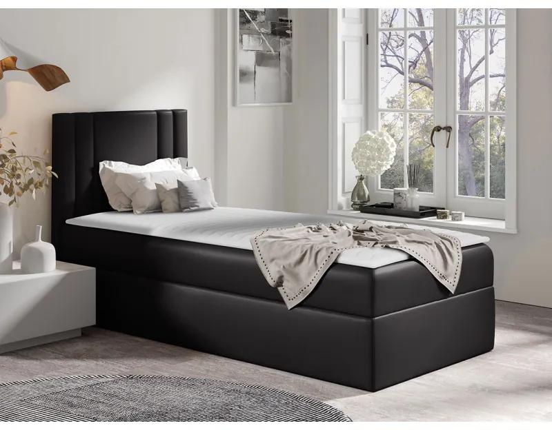 Jednolůžková postel Neresko Mini, Strana: levá, Rozměr postele: 90x200, Barva:: ekokůže Soft 011 (černá)