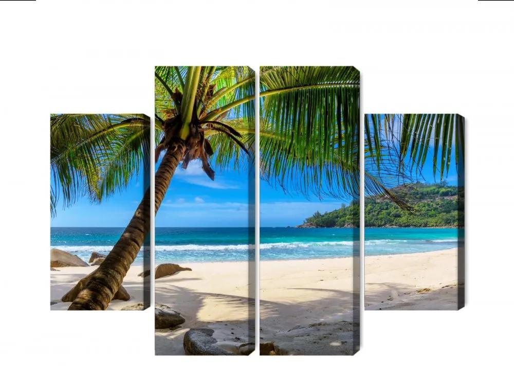 Vícedílný obraz Tropická Pláž S 3D Palmou Nedostatek Nedostatek Přírodní plátno 120x90