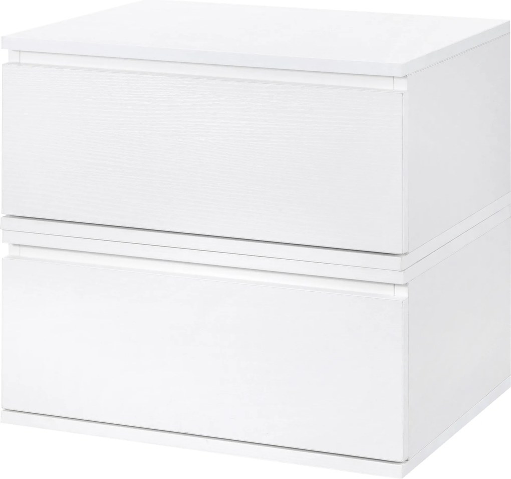HOMCOM Sada 2 moderních nočních stolků s výsuvnou zásuvkou a závěsným designem do ložnice a obývacího pokoje, z dřevotřísky a MDF, 49x38x23cm, bílá