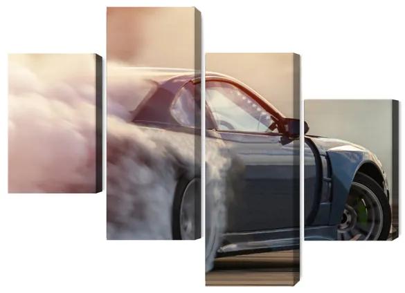 Vícedílný obraz Sportovní Auto V Oblaku Kouře Nedostatek Nedostatek Přírodní plátno 80x50