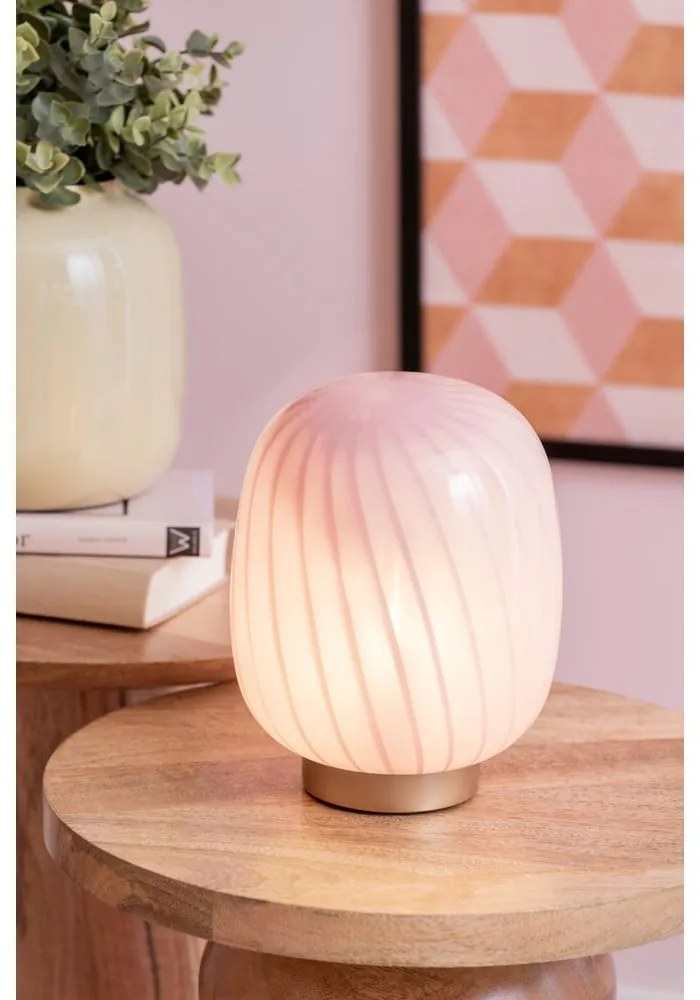 Světle růžová stolní lampa se skleněným stínidlem (výška 20 cm) Summer Globe – Leitmotiv