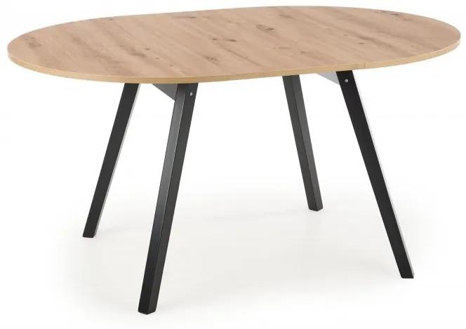 Jídelní rozkládací kulatý stůl RUBEN –⁠ 102x102x73 (+40) dřevo, dub/černý