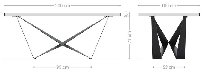 Jídelní stůl Edge 200x100cm XL akácie hnědá podnož plochá ocel