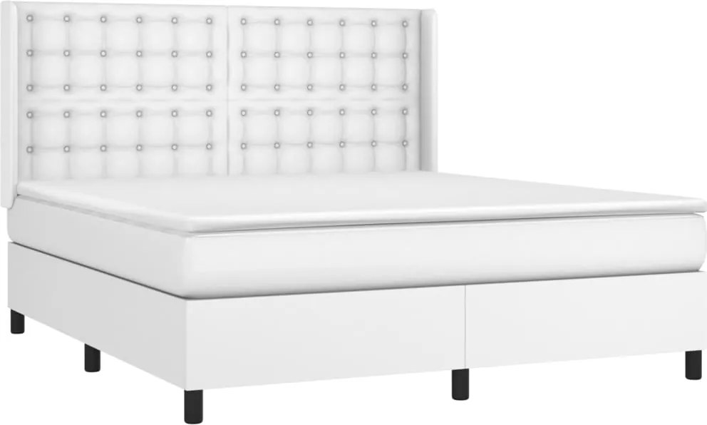 Box spring postel s matrací a LED bílá 160x200 cm umělá kůže 3139392