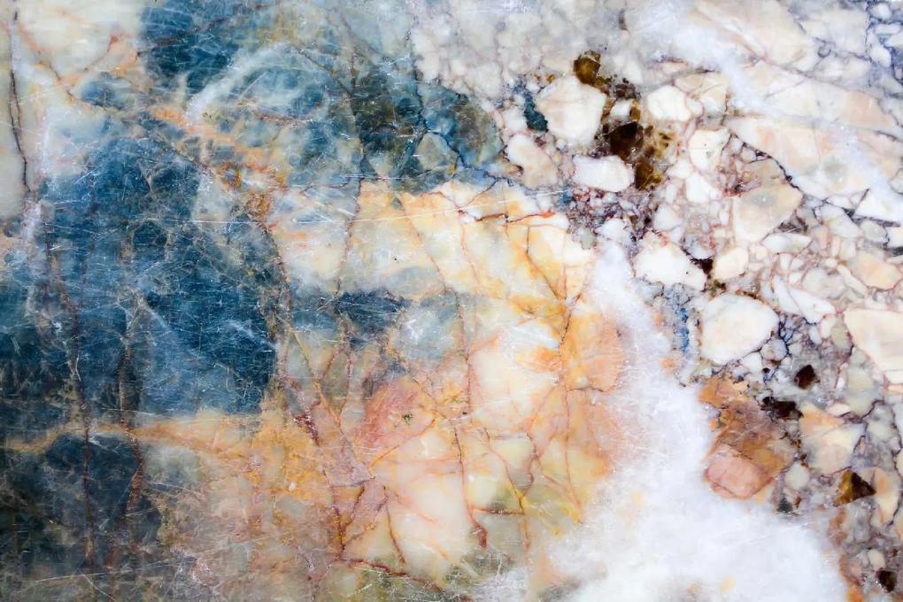 DIMEX | Samolepicí vliesová fototapeta na zeď Barevný mramorový kámen MA-5-2459 | 375 x 250 cm | modrá, bílá, oranžová