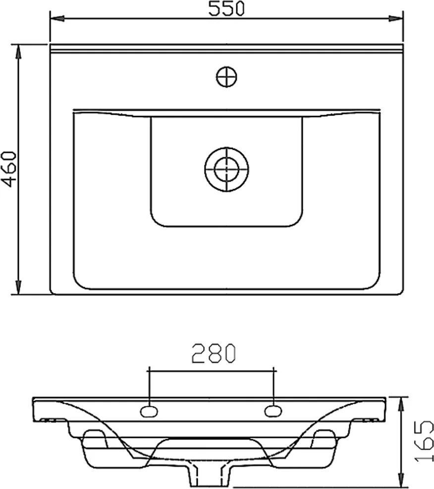 Aqualine Aqualine, SAVA 55 nábytkové umyvadlo 55x46x16,5 cm, 2055
