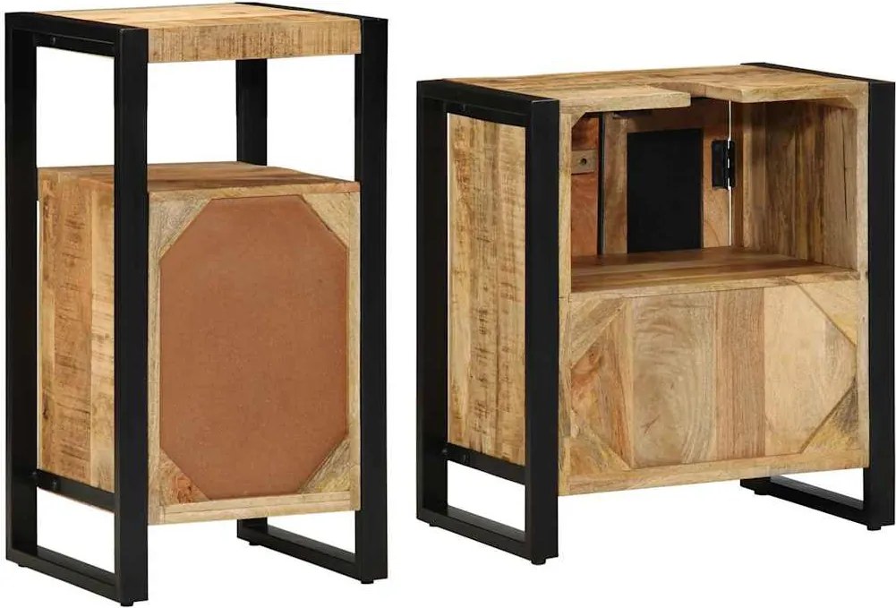 Sada koupelnového nábytku 2 ks Hnědá a černá 55 x 35 x 60 cm 3305598