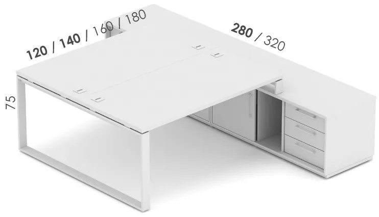 NABYTEK-DESIGNOVY.CZ - DEBZ19O - Kancelářská sestava EPIC Z19 O pro dvě osoby, dub/černá
