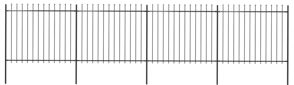 vidaXL Marketos Zahradní plot s kopím nahoře ocelový 714,5 x 150 cm černý
