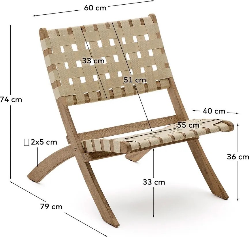 Dřevěné zahradní křeslo v přírodní barvě Chabeli – Kave Home