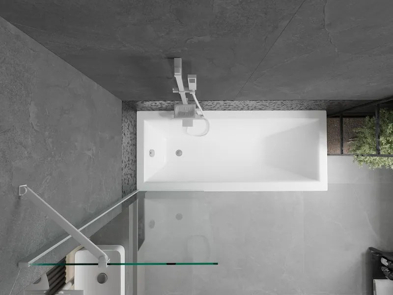 Mexen Next, vanová zástěna 1-křídlová 60 x 150 cm, fixní křídlo, 6 mm čiré sklo, bílý profil, 895-060-000-00-00-20