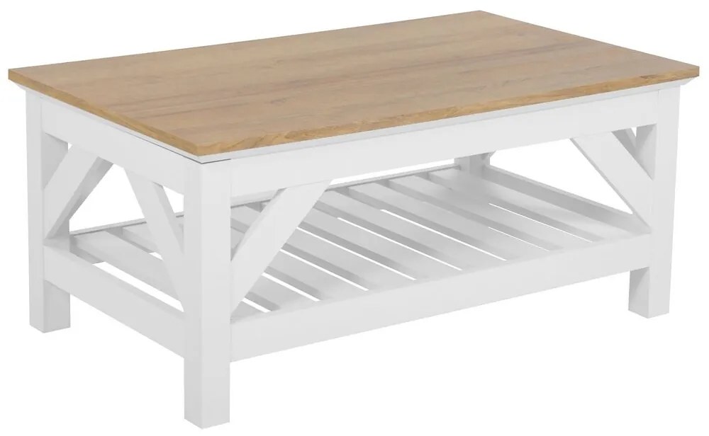 Konferenční stolek barva světlého dřeva s bílou SAVANNAH Beliani