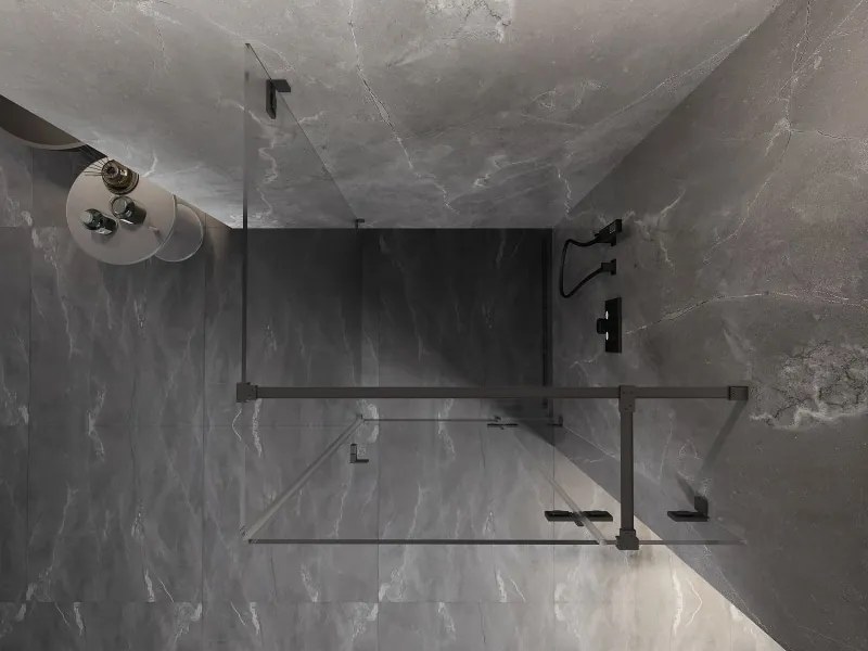 Mexen Lunar T výklopný sprchový kout pravý 110 x 110 cm, čiré sklo, grafitová, 834T-110-110-95-00-P