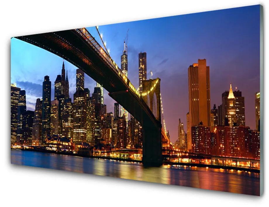 akrylový obraz Most Město Voda 120x60 cm