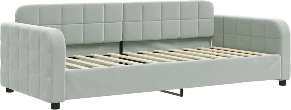 Válenda s matrací světle šedá 90 x 200 cm samet 3196905