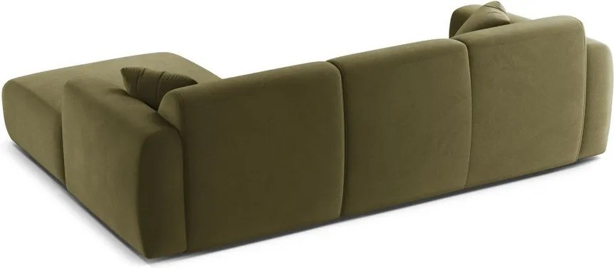Khaki sametová rohová pohovka (pravý roh/s lenoškou) Molino – Micadoni