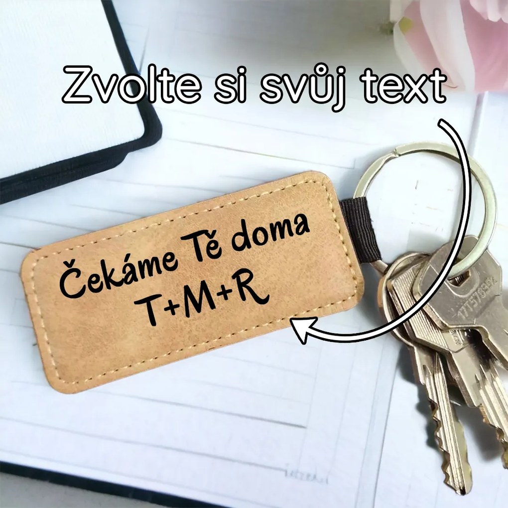 Ahome CZ Krásná kožená klíčenka - S vlastním textem