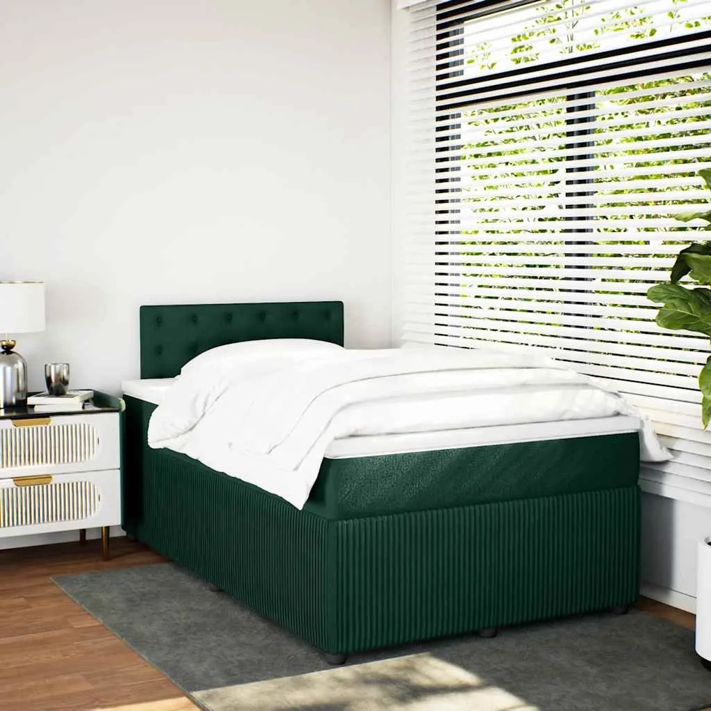Box spring postel s matrací tmavě zelená 120 x 200 cm samet 3290025