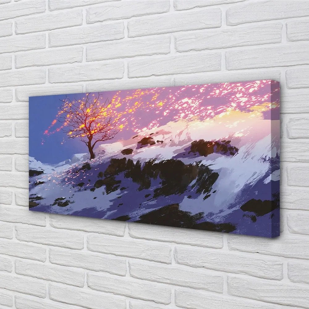 Obrazy na plátně Zimní strom top 100x50 cm
