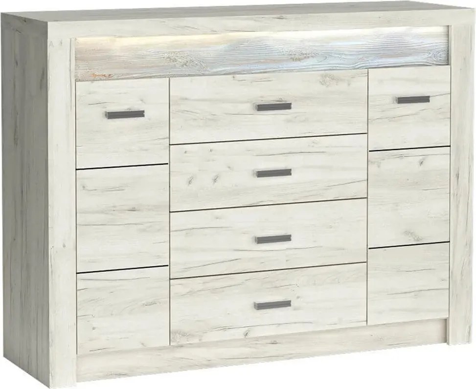 Obývací stěna INDIANAPOLIS k | sestava CH | 330 cm | kraft bílý