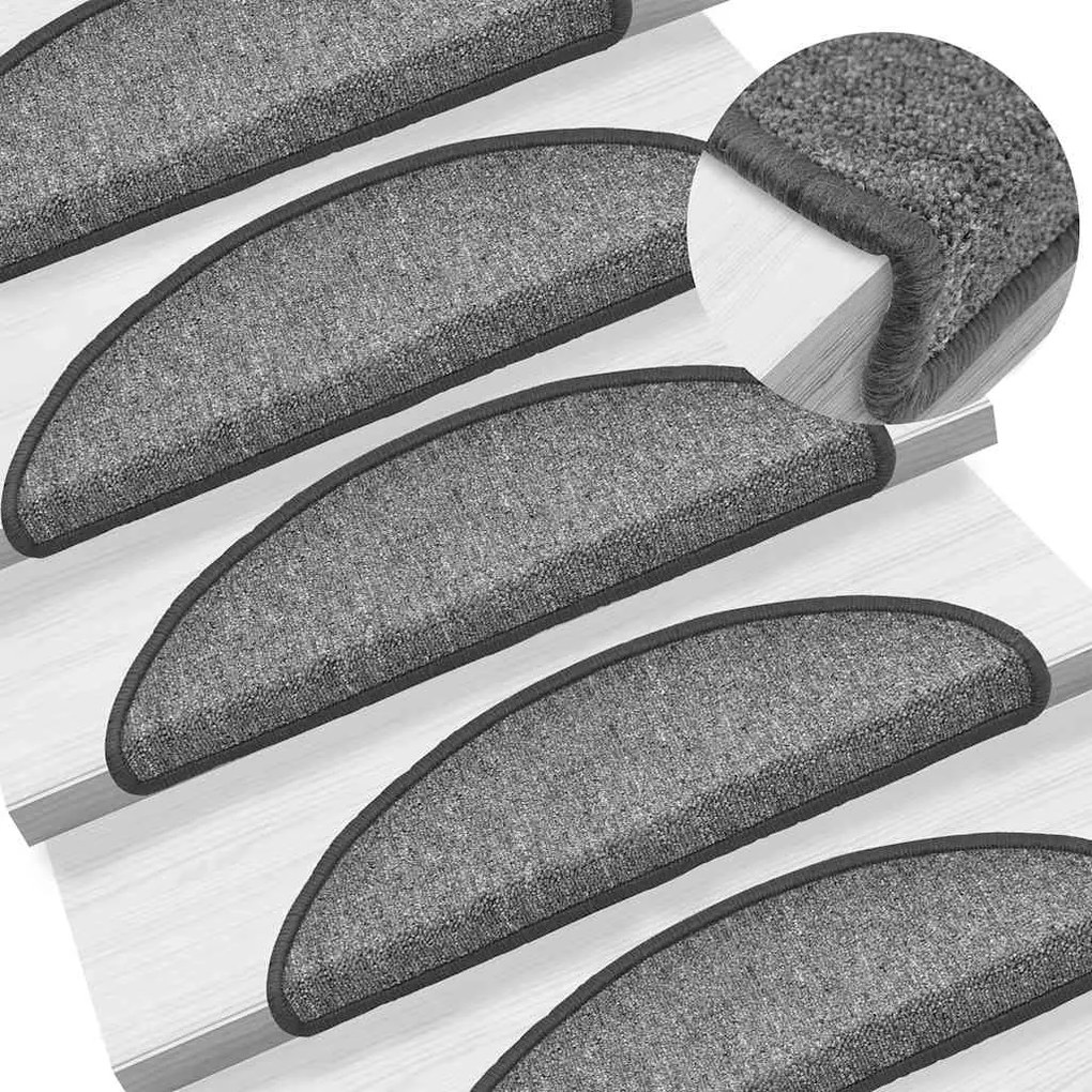 Schodové rohože 30 ks 56 x 17 x 3 cm tmavě šedé, půlkulaté 3365734