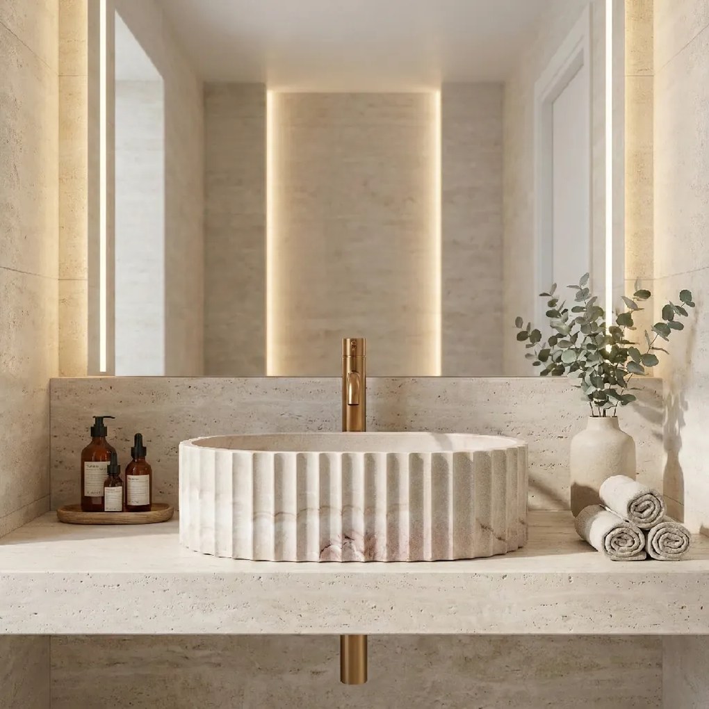 Rea Margaret Gio, umyvadlo na desku 495×355×155 mm, béžová – imitace kamene, REA-U3522