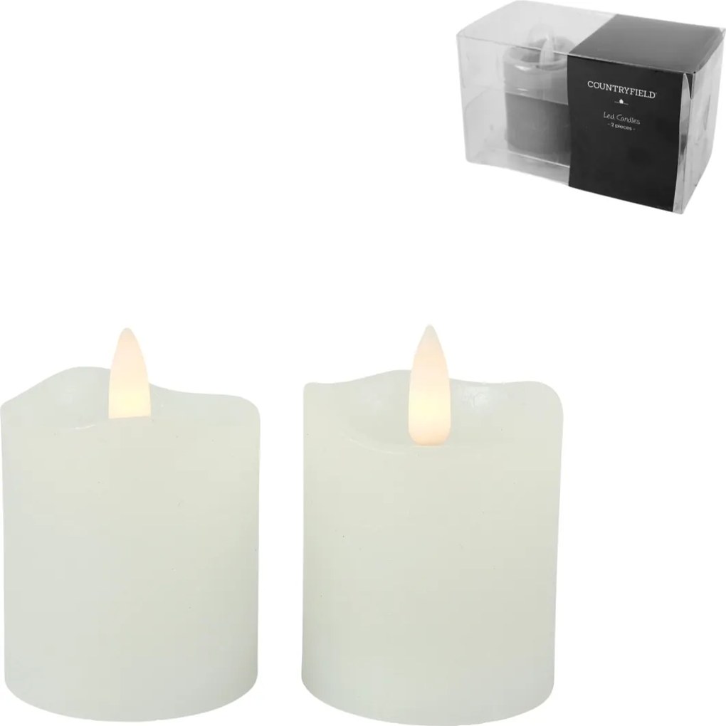 LED sloupová svíčka LYON 8 cm bílá, sada 2 ks