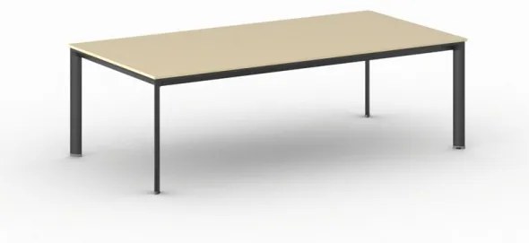 Kancelářský stůl PRIMO INVITATION, černá podnož, 2400 x 1200 mm, bříza