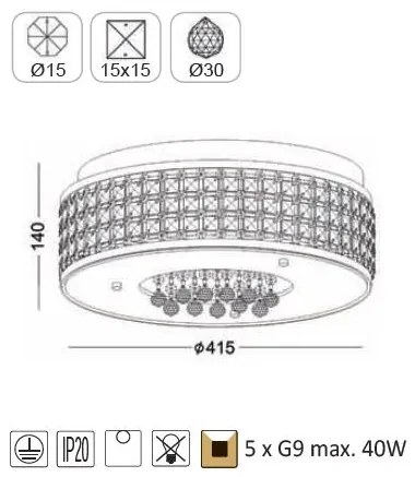 ACA DECOR Stropní svítidlo ETNA max. 5x40W/G9/230V/IP20