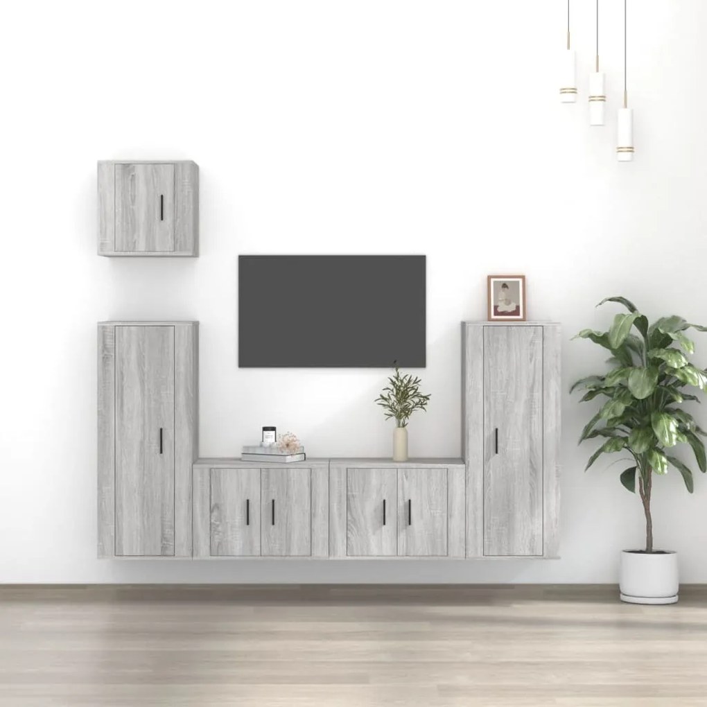 vidaXL 5dílný set TV skříněk kompozitní dřevo [3188784] Barva: Bílá