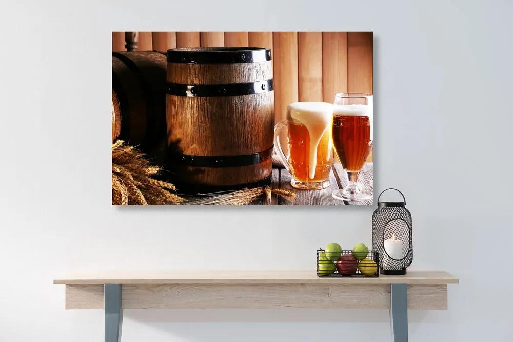 Obraz pivo s pivním soudkem Varianta: 120x80