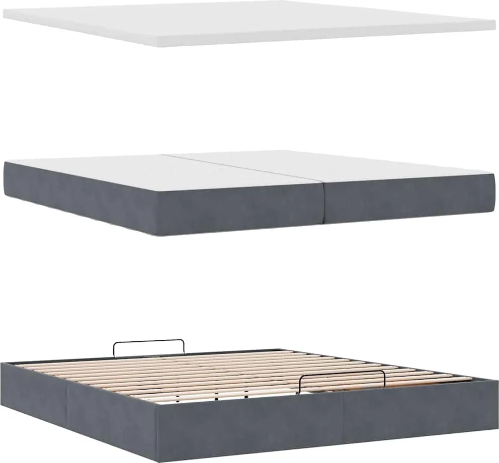 Osmanský rám postele s matrací tmavě šedý 200x200cm samet 3312573