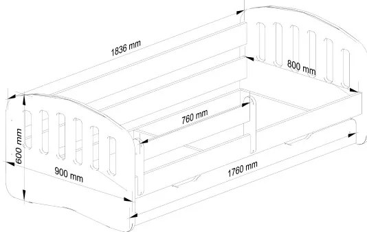 Dětská postel PLAY růžová 80x180 cm