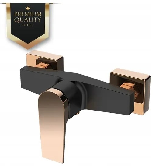 Invena Midnight, nástěnná sprchová baterie, černá-růžové zlato, BN-35-014-V
