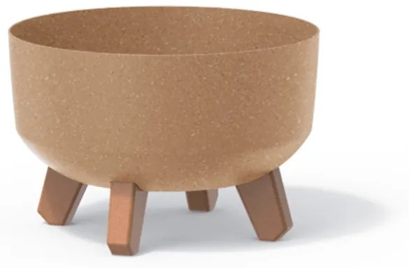 PROSPERPLAST Květináč - GRACIA LOW Eco Wood Průměr: 23,5 cm, Barva: kávová